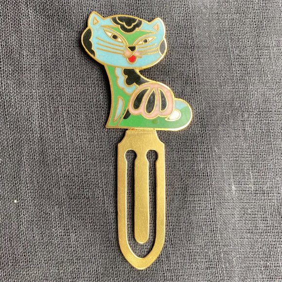 Office | Vintage Cloisonne Enamel Kitty Cat Bookmark Multicolor ...